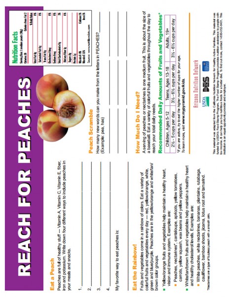Kids - Fruits & Veggies - Activity Sheets - Peach - AZ Healthzone