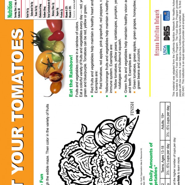 Kids - Fruits & Veggies - Activity Sheets - Tomato - AZ Healthzone